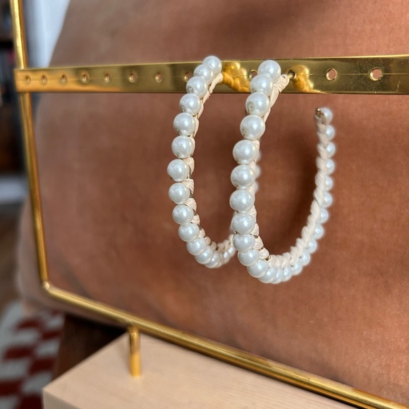 Jewelry | Large Pearl Hoops | Poshmark